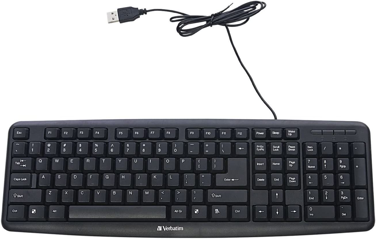 Verbatim Slimline Corded USB Keyboard – Black | MegaByte Computers